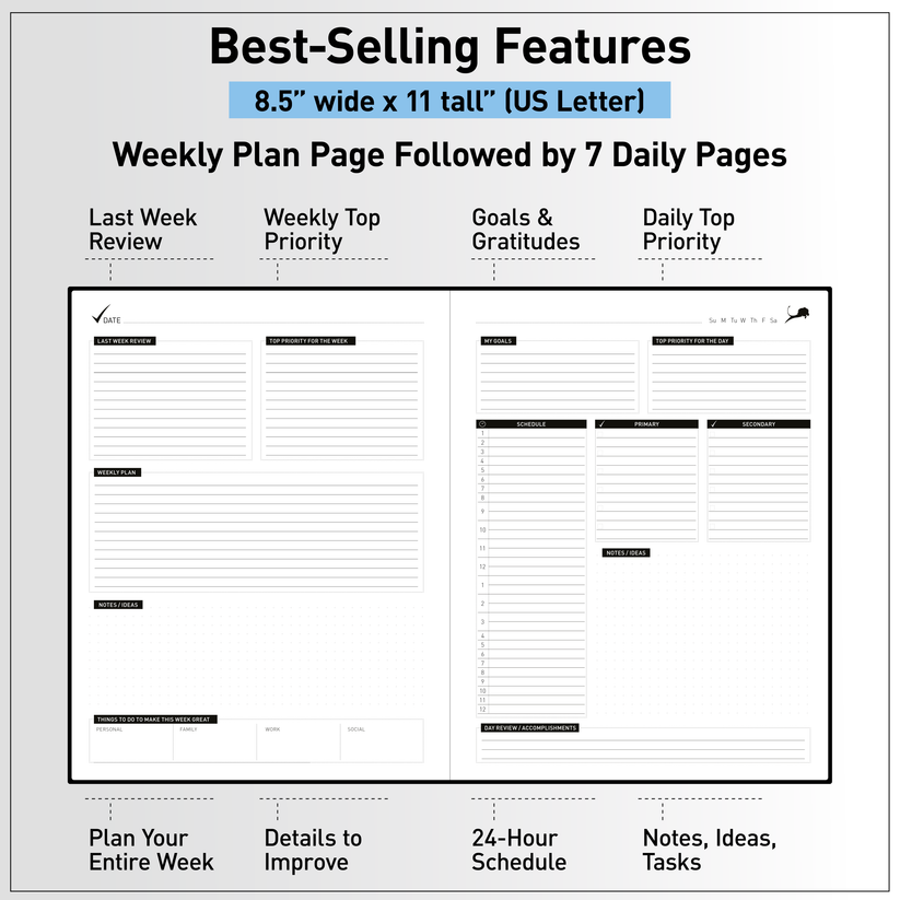 Large Daily Planner - Professional Life Planner to Boost Productivity ...